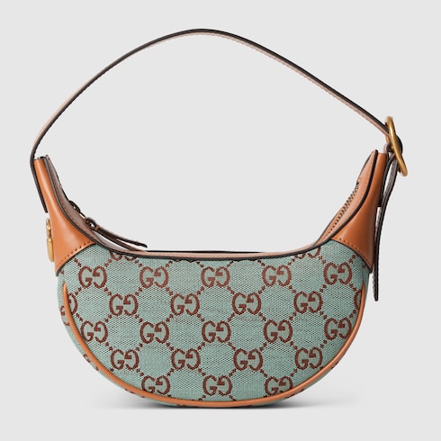 Gucci Ophidia Super Mini Shoulder Bag - Pale Blue And Brown Canvas